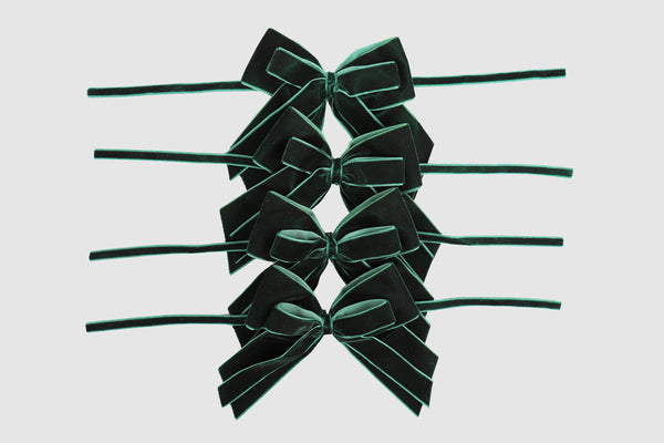 FOREST GREEN DOUBLE VELVET BOWS (FOUR)